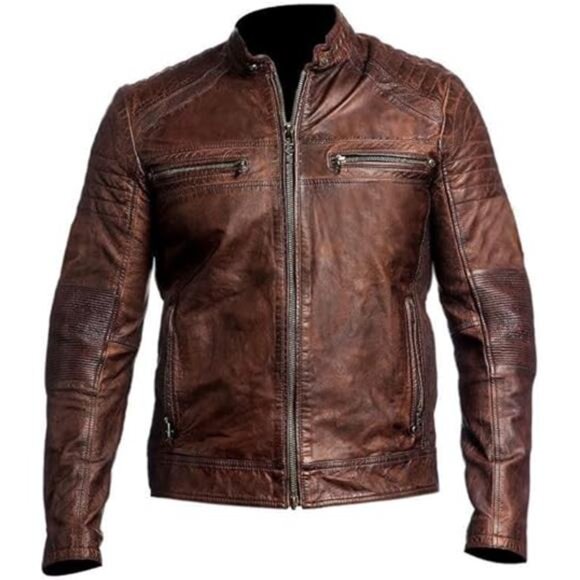 Jackets & Coats | Mens Brown Genuine Lambskin Leather Biker Jacket Vintage Real Jacket | Poshmark